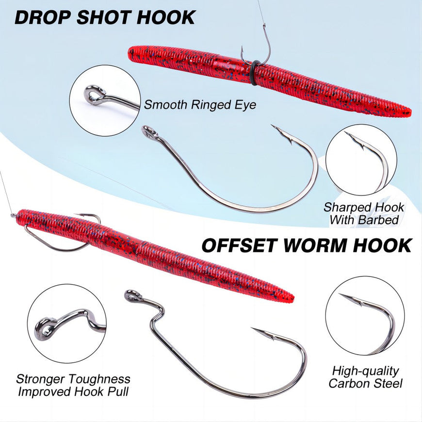Ultimate Wacky Worm Fishing Kit: 32 Vibrant Worms, Hooks, and More ...
