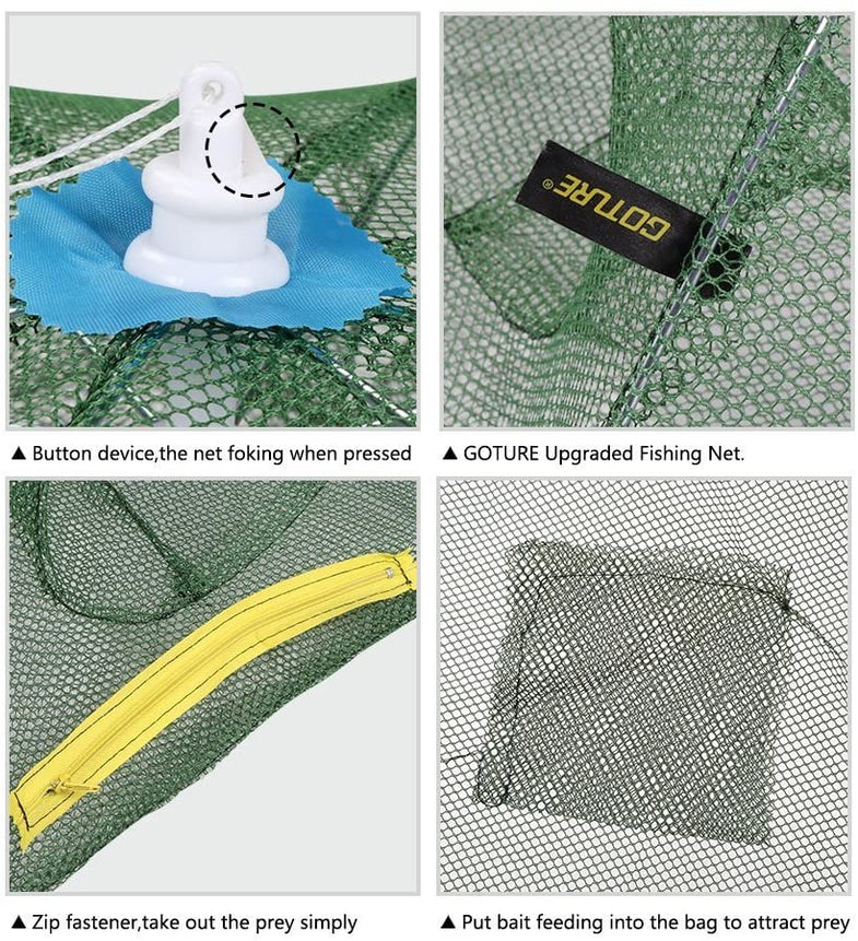 Goture Collapsible Folded Crab Trap Fishing Net Minnow Fish Crayfish C ...