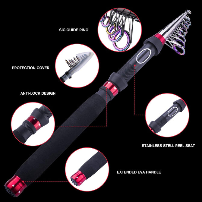 Goture Telescopic Fishing Rod, 24T Carbon Fiber Portable Travel Fishin ...