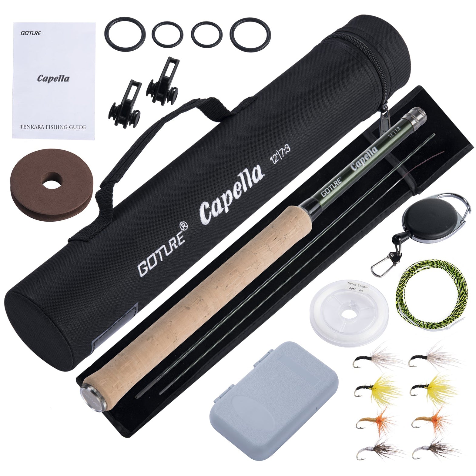 Goture Capella Tenkara Rod Kit 12FT/3.6M Fishing Rod, 30T Carbon Fiber ...